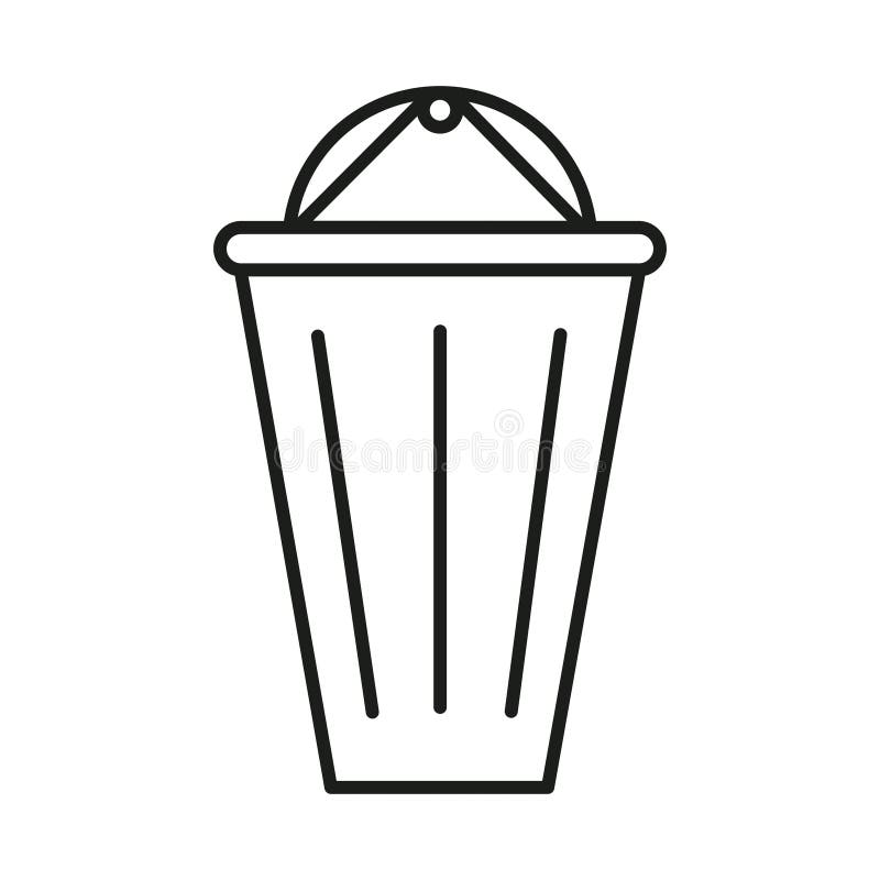 Waste Bin Icon Flat Line Symbol Set Stock Illustration - Illustration ...