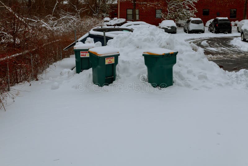 Waste Bin with Snow, Winter Photo Stock Photo - Image of park, recycle ...