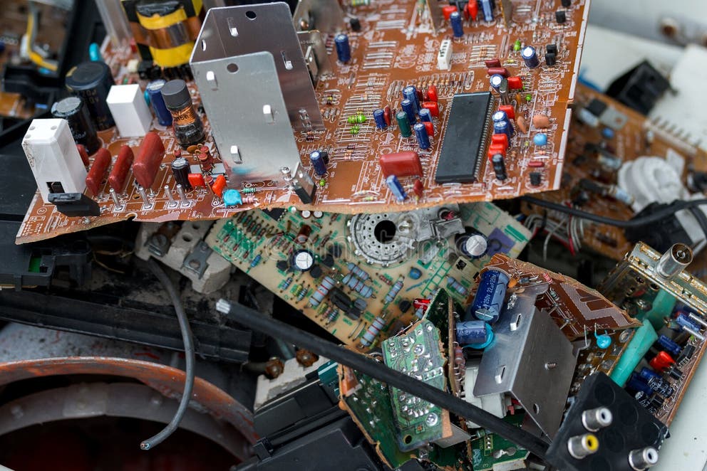 Waste of Board Electronics, Microcircuits, Capacitors Stock Photo ...