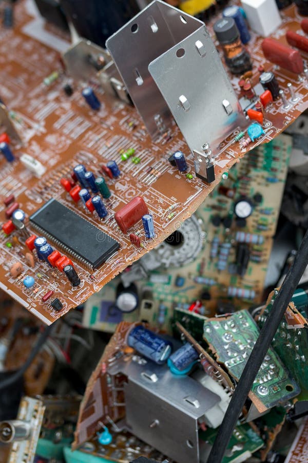 Waste of Board Electronics, Microcircuits, Capacitors Stock Photo ...