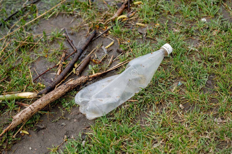 Waste Bottle in Grass, Plastic Garbage Pollution Stock Photo - Image of ...