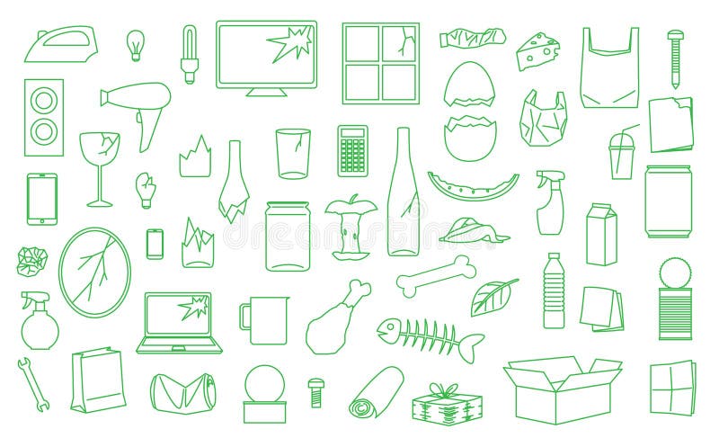 Plastic Waste Drawing Outline Seamless Pattern Wallpaper-01 Stock ...