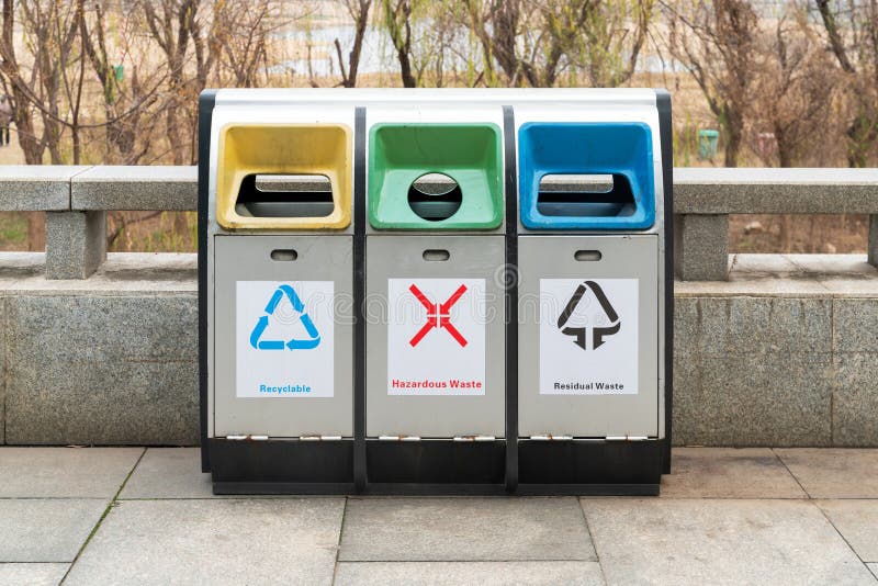Waste Collection Compartments by Categories for Recycling Stock Photo ...
