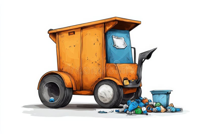 Waste Collection Vehicle White Isolate Background Stock Illustration ...