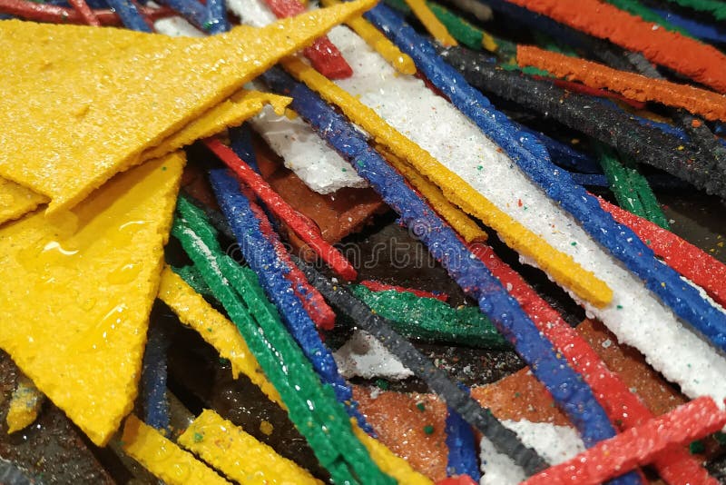Waste of Colored Decorative Material in the Form of Scraps Stock Image ...