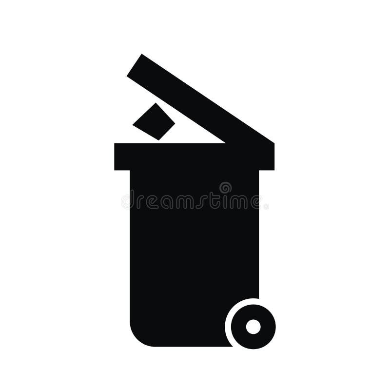 Waste Container with Recycle Symbol, Black and White. Vector ...