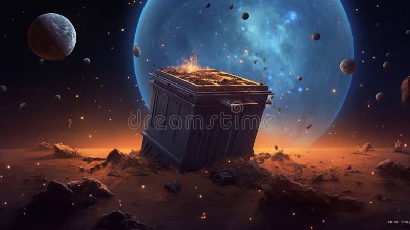 A Waste Container Hovering in Outer Space with the Presence of Jupiter ...