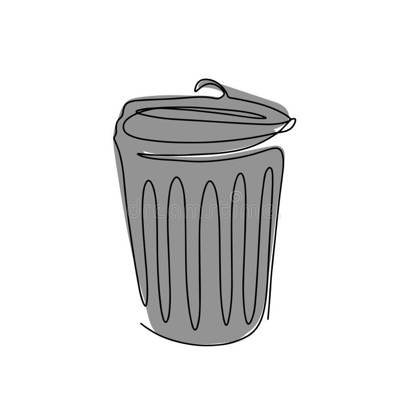A Waste Container in the Style of Artistic Drawing with a Continuous ...