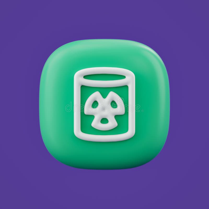 Waste 3d Icon on a Green Button, Outline Energy and Environment Icon ...