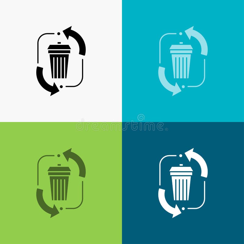 Garbage Waste Recycling Square Icons Stock Vector - Illustration of ...