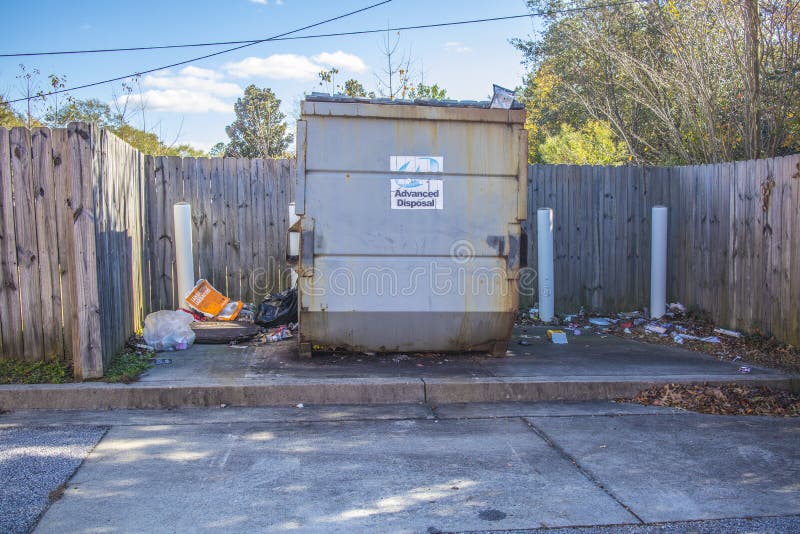 Waste Dumpster at a Convenience Store Editorial Photography - Image of ...