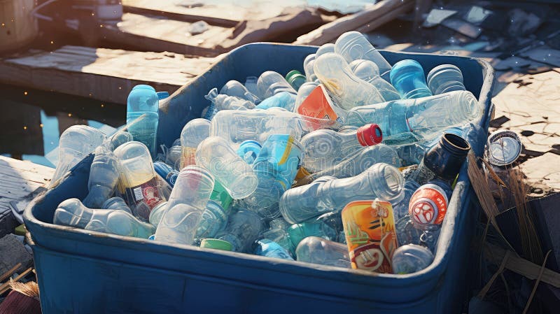 Waste empty water bottles stock illustration. Illustration of awareness ...