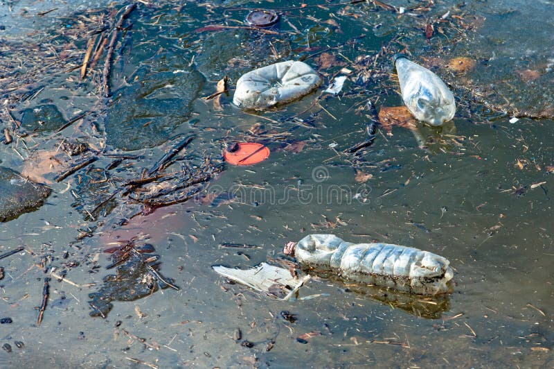 Waste Floating on Water Surface Stock Image - Image of destroy ...