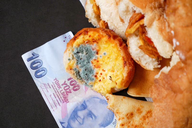 Waste of Food, a Piece of Moldy Toast and Paper Bills, Bread and Food ... Waste of Food, a Piece of Moldy Toast and Paper Bills, Bread and Food ...
