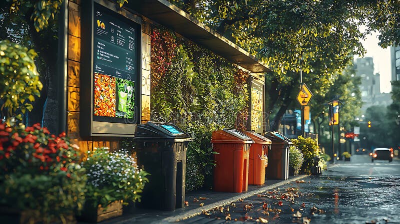 Waste Free City Corner Featuring Smart Composting and Vibrant Greenery ...