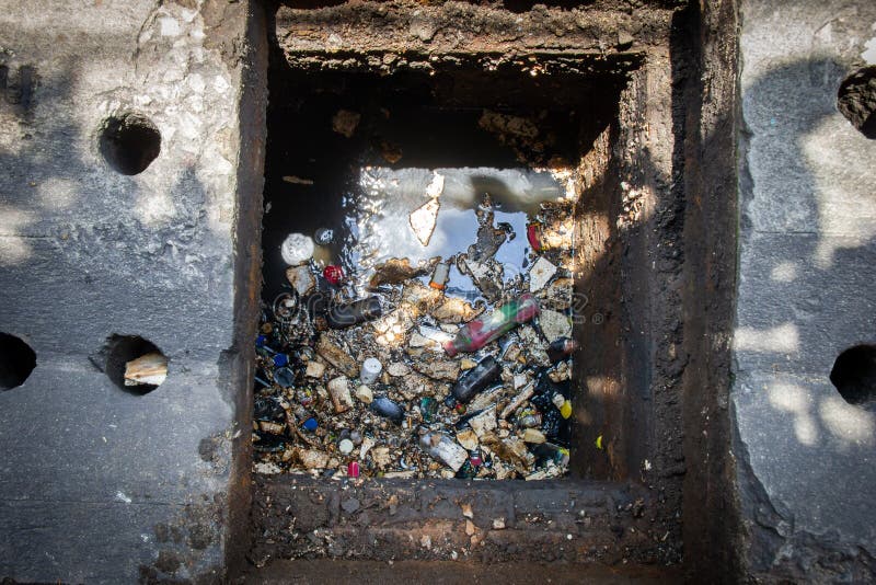 Waste Garbage and Grease in the Drain. that is Why the Drain Pipe is ...