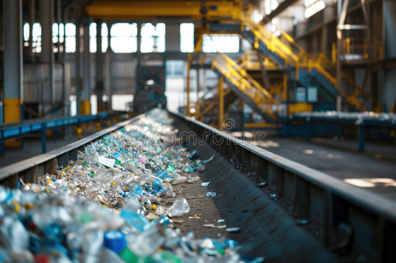 Waste Garbage Processing Plant Conveyor Line Sorts Plastic Bottles ...