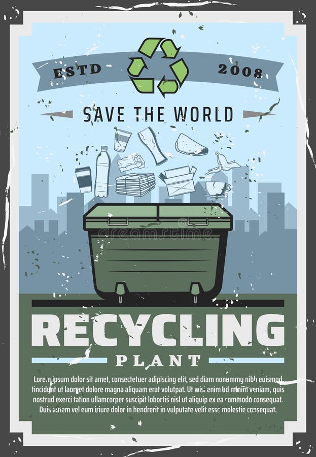 Waste, Garbage Recycling and Utilization Plant Stock Vector ...