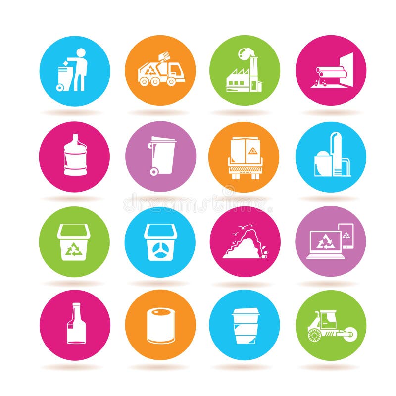 Waste management icons stock illustration. Illustration of refuse ...