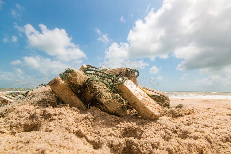 Waste Left Over on the Beach Stock Image - Image of blue, agriculture ...