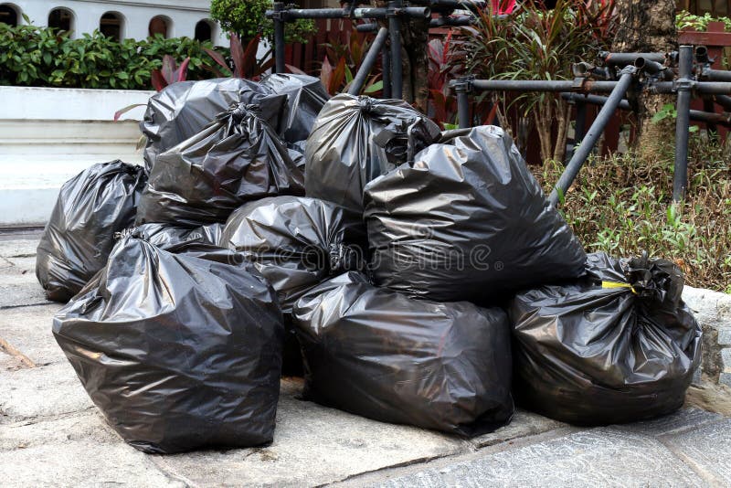 Garbage Many Close-up On Trash Full Of Trash Bin, Plastic Bag Waste ...