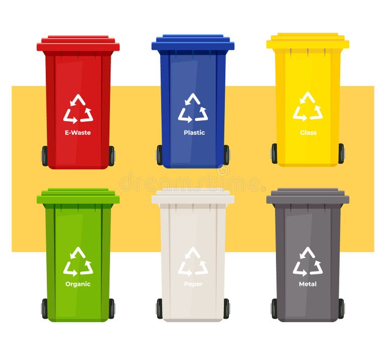 Waste Management - Bin Color Codes - Icon Stock Vector - Illustration ...
