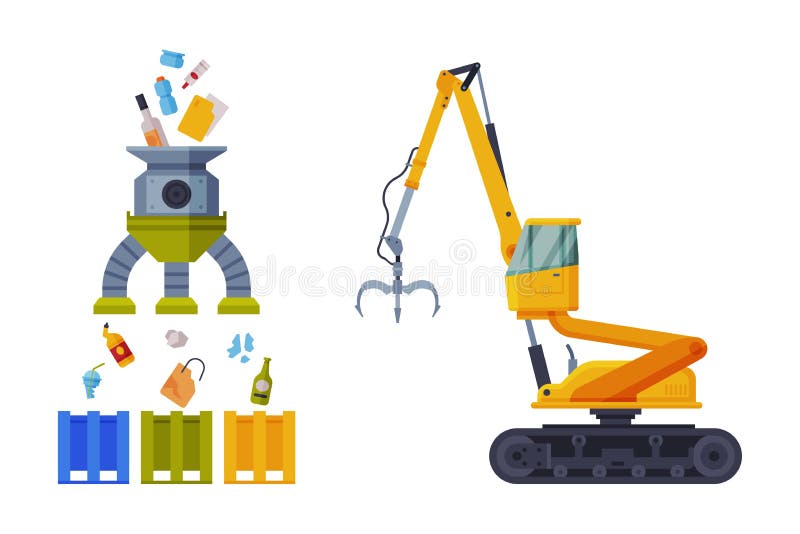 Waste Management or Garbage Processing with Machine Engaged in Trash ...
