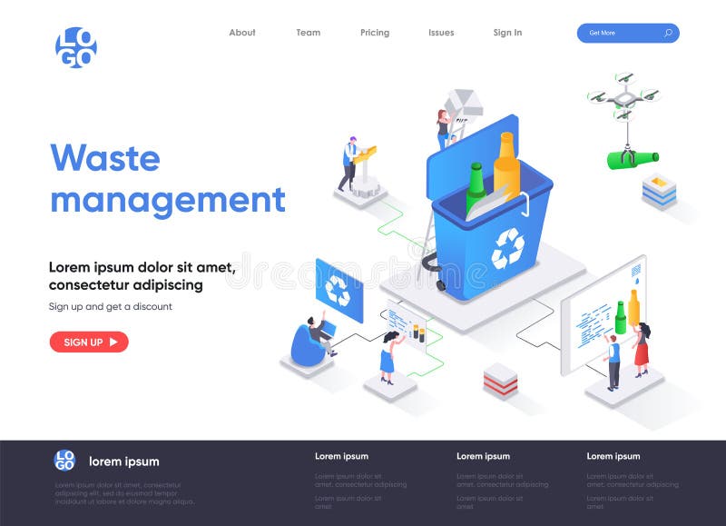 Waste Management Isometric Landing Page. Control and Management of ...