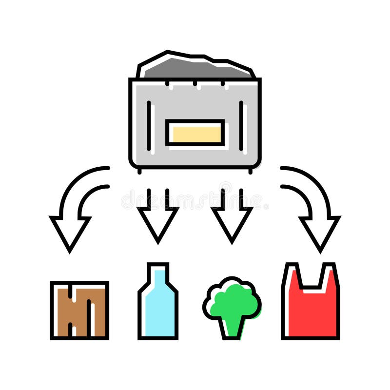 Waste Management Waste Sorting Color Icon Vector Illustration Stock ...