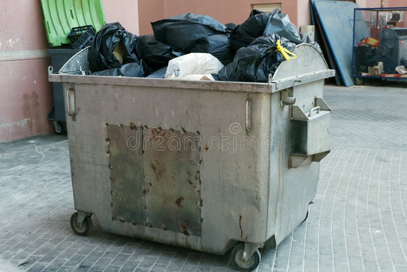 Waste Management System in Public Perspective. Huge Rubbish Bin for ...