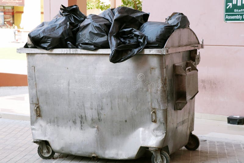 Waste Management System in Public Perspective. Huge Rubbish Bin for ...