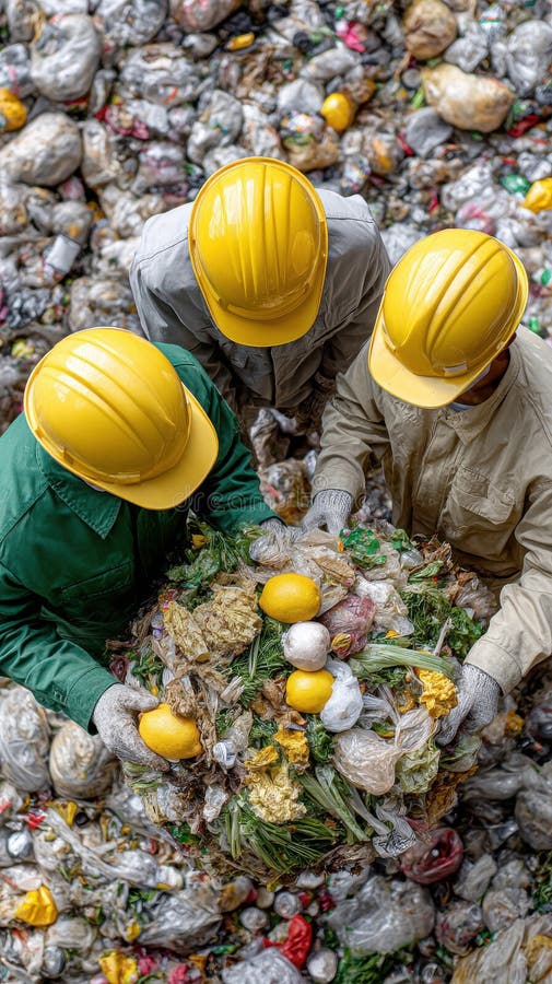 Waste Management Workers Collaborating on Waste Sorting Process Stock ...