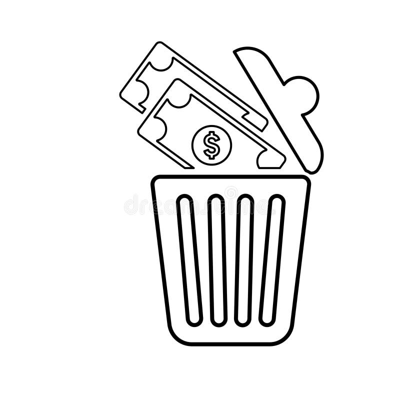 Waste Money Icon. Outline Vector Stock Vector - Illustration of ...