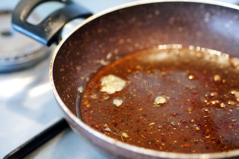 Waste Oil Remaining in the Pan, Pan and Deformed Liquid Sunflower Oil ...