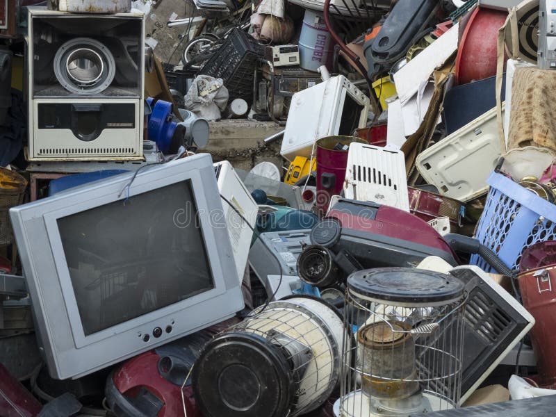 Waste, old technology dump stock photo. Image of reuse - 46720542