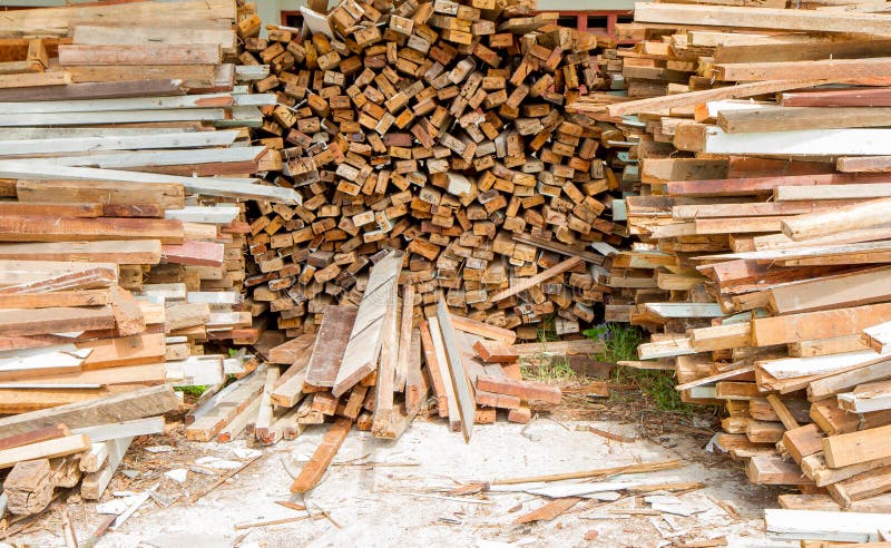 Waste Old Wood Recycle Stack for Background Stock Image - Image of ...