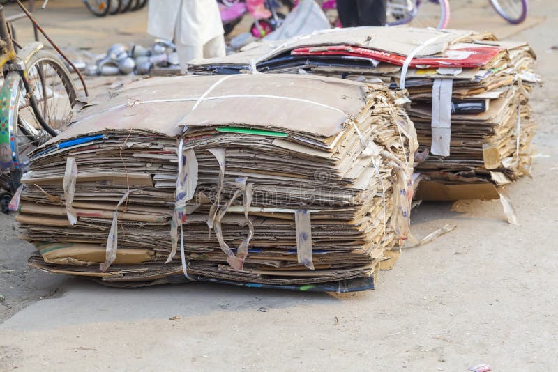 Waste Paper Bunch of Cardboard Stock Photo - Image of environmental ...