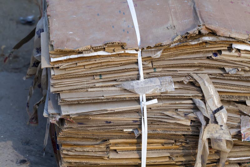 Waste Paper Bunch of Cardboard Stock Image - Image of container ...