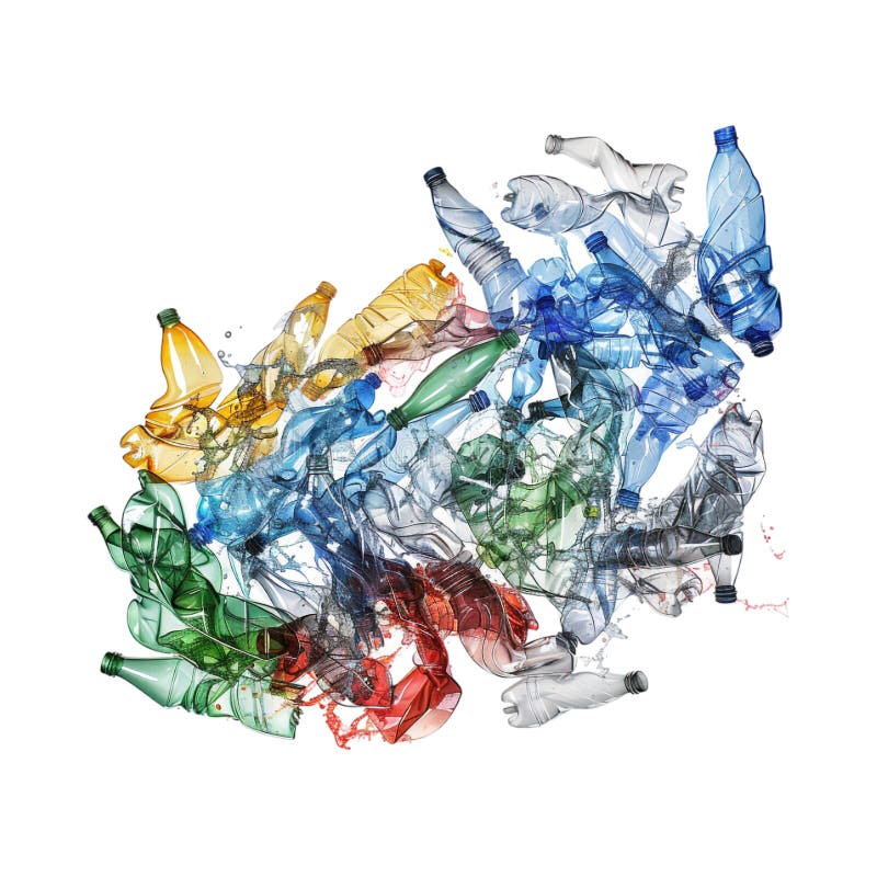 Waste Plastic Bottles Garbage on Transparent Background - Ai Generated ...