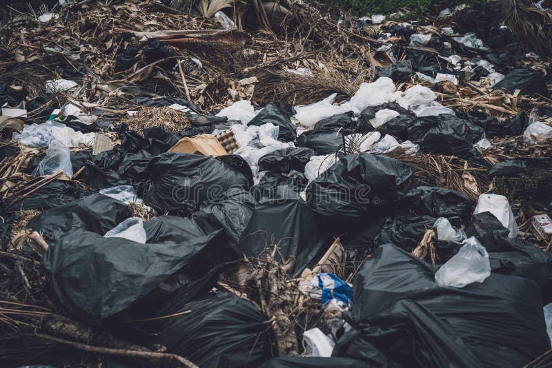 Waste Plastic Bottles and Other Types of Waste at the Ground Stock ...