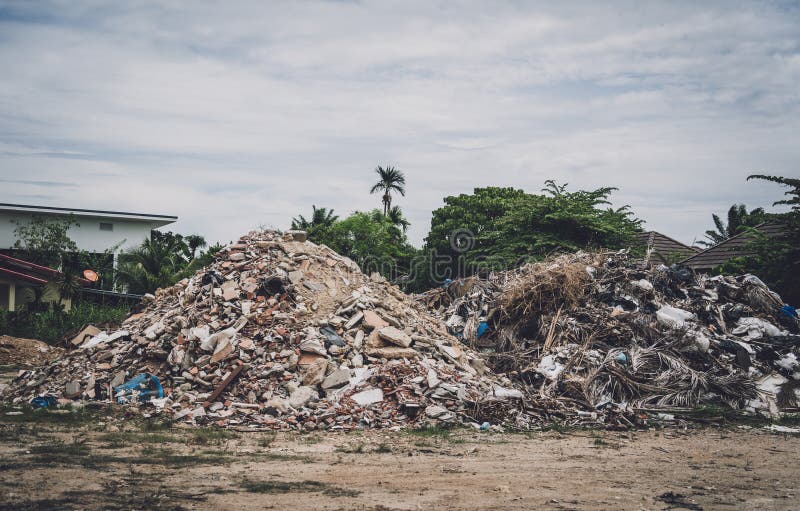 Waste Plastic Bottles and Other Types of Waste at the Ground Stock ...