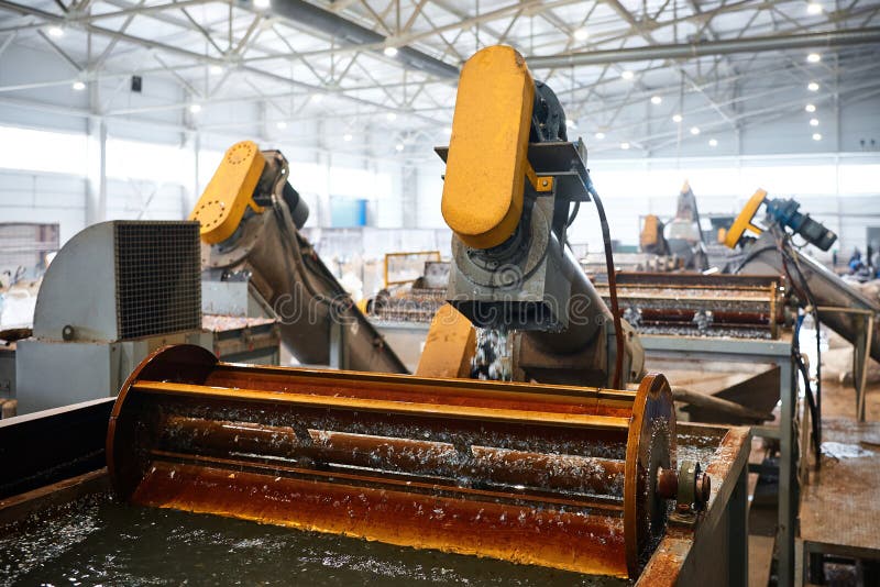 Waste Plastic Chopping Machine Operates in Plant Workshop Stock Image ...