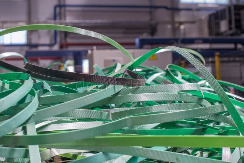 Waste Plastic Ribbon from Automated Packaging Line Stock Photo - Image ...
