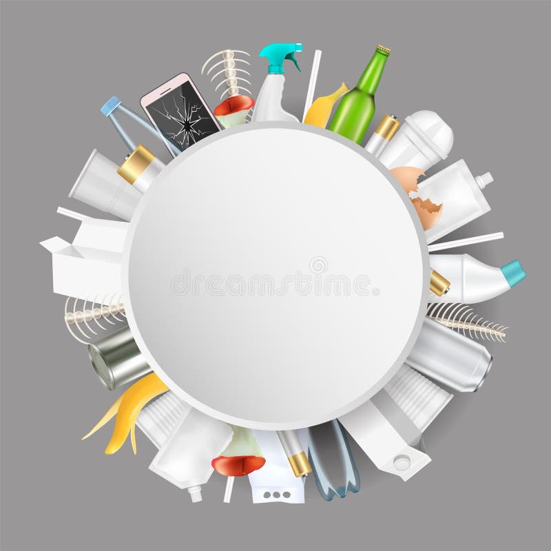 Waste Pollution Frame, Vector Illustration. Save Environment, Reduce ...