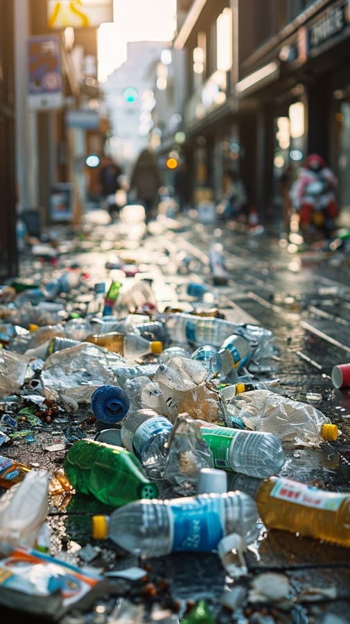 Waste Problem Littering in Shopping District with Scattered Packaging ...