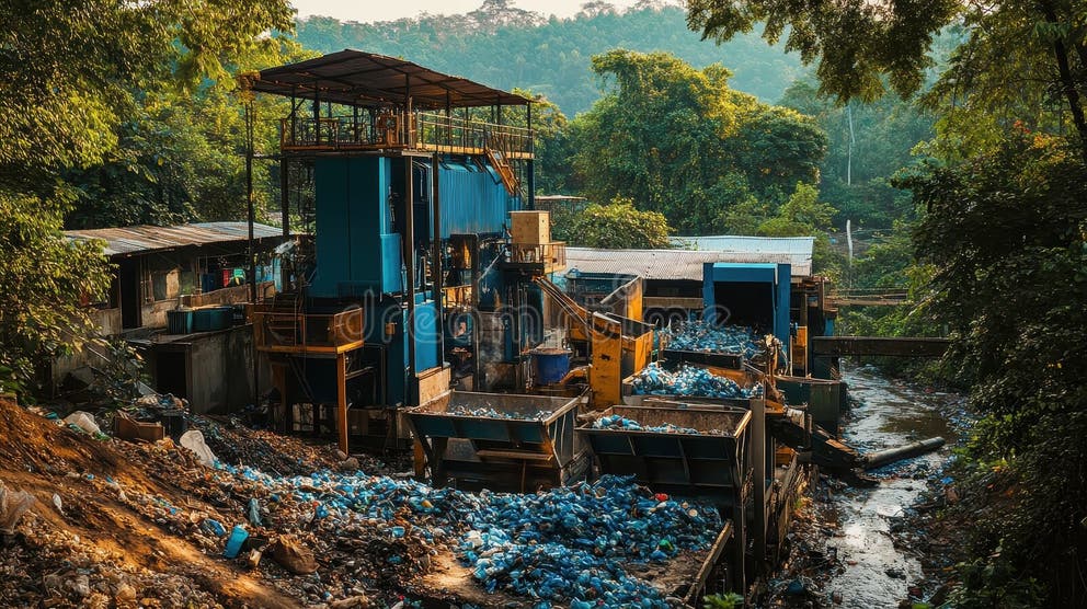 A Waste Processing Facility Surrounded by Lush Greenery, Showcasing ...