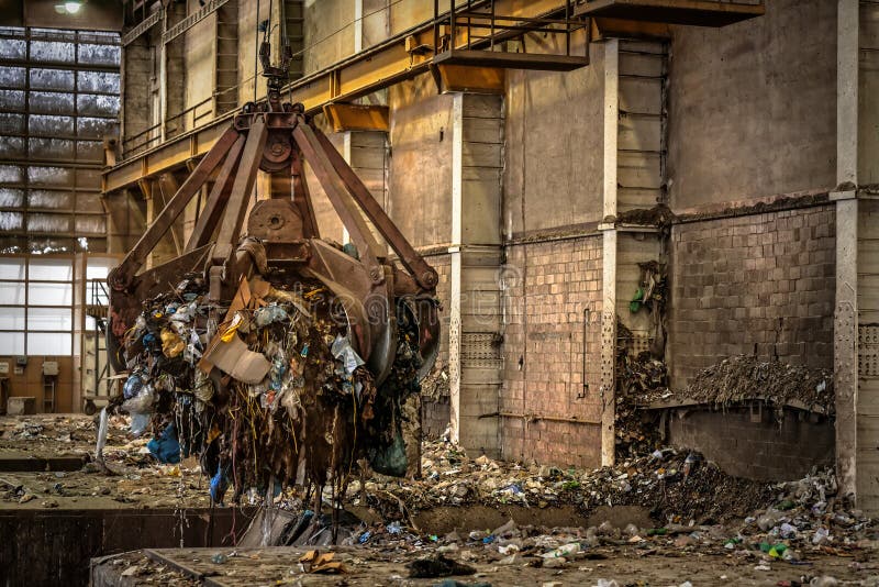 Waste Processing Plant Interior Stock Image - Image of building, grab ...