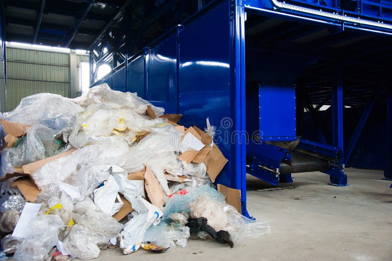 Waste recycling factory stock image. Image of production - 125225647
