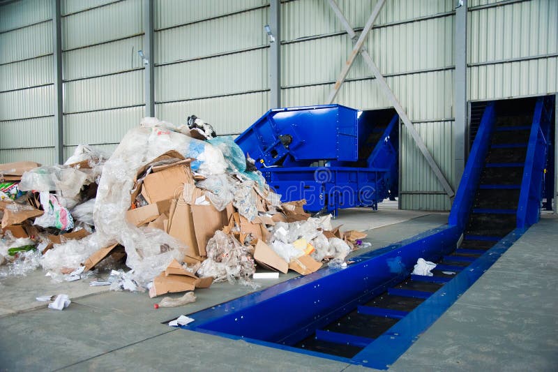 Waste recycling factory stock photo. Image of process - 115536986