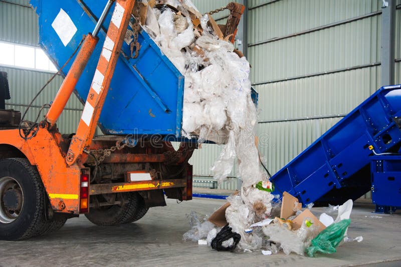 Waste recycling factory stock photo. Image of rubbish - 157255468